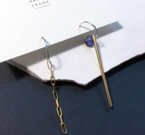 Ladder & Falling Stone Earrings Lapis（ピアス） - Proudly from Africa